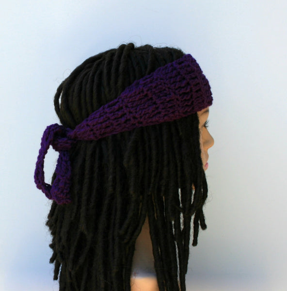 Dark orchid purple dread headband dreadband head hair band wrap scarf ...