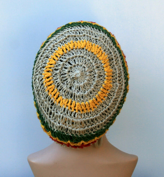 Jamaica slouchy hat, Hemp slouchy beanie hippie, Bohemian dread tam ha ...
